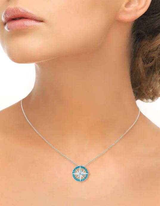 Sterling Silver Green Enamel Compass Necklace – Welch & Company Jewelers