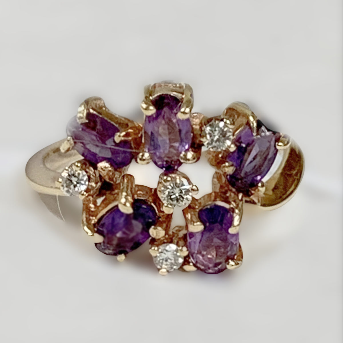 14k Oval Amethyst & Melee Diamond Ring – Welch & Company Jewelers