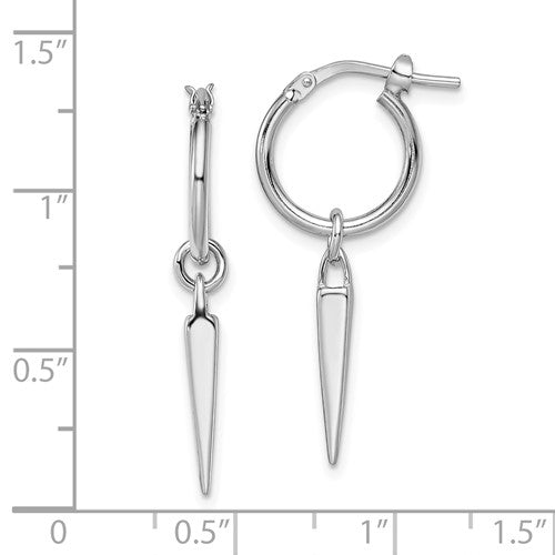 Sterling Silver Polished Spike Dangle Hoop Earrings